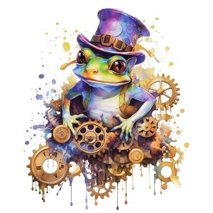 10 Steampunk Frog Clipart, Frog Clipart, Cute Frog,jpgs,digital ...