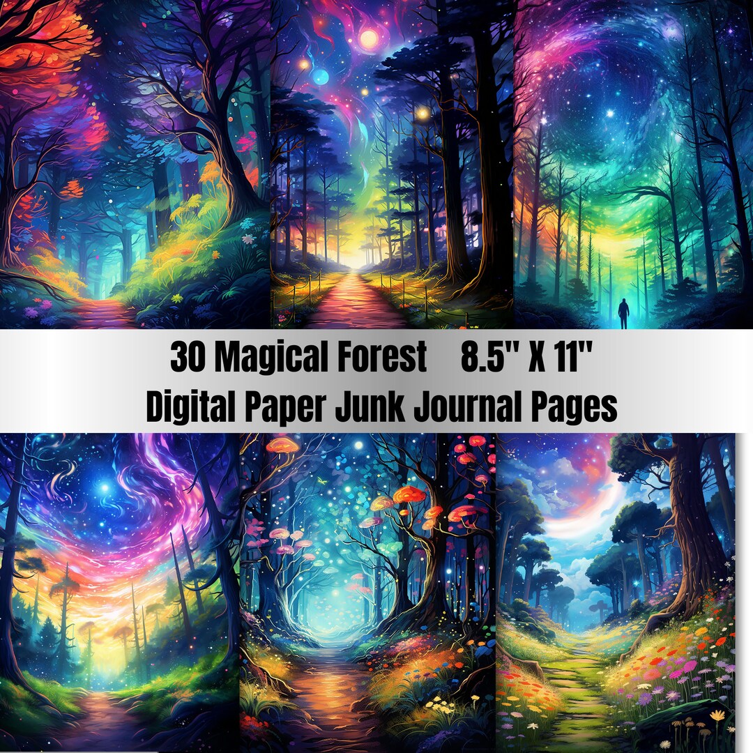 30 Printable Magical Forest Digital Paper,magical Forest Background,mag ...