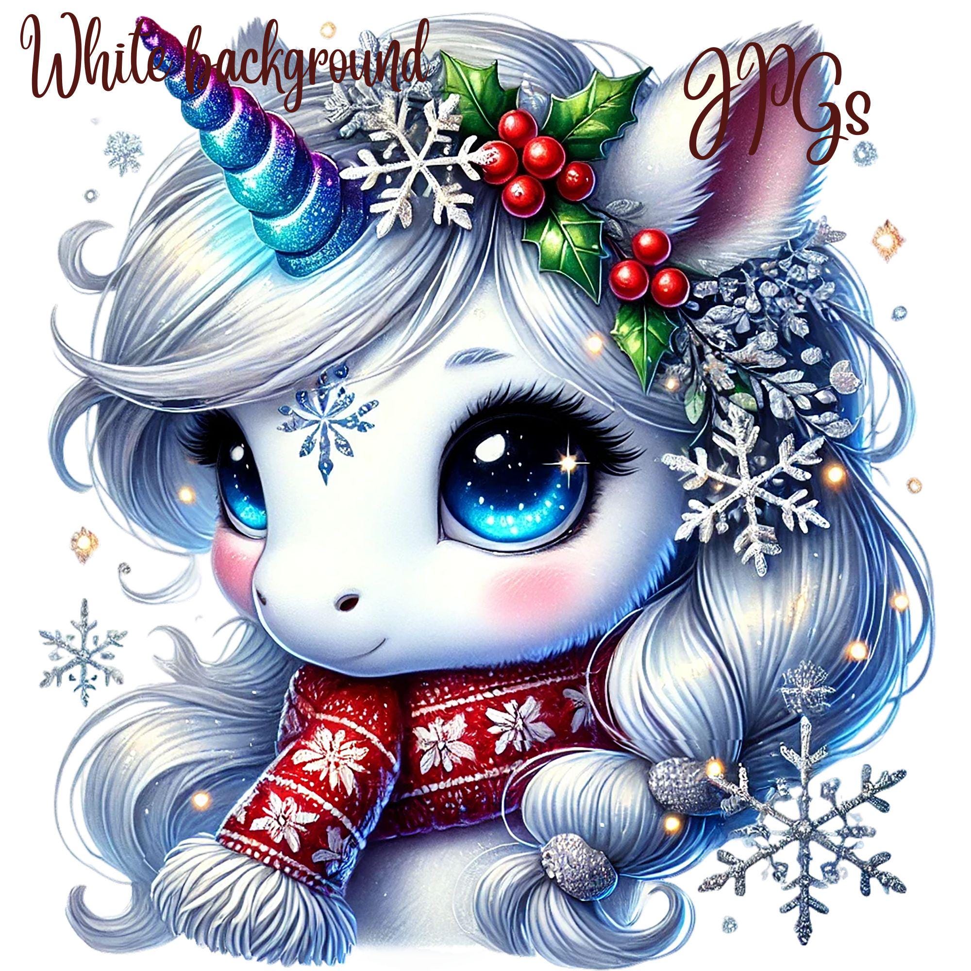 60 JPG, Christmas Unicorn Clipart Bundle, Winter Unicorn Clipart, Cute ...