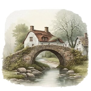 10 Cobblestone Bridge Clipart, Watercolor Clipart, Jpgs, Commercial Use ...