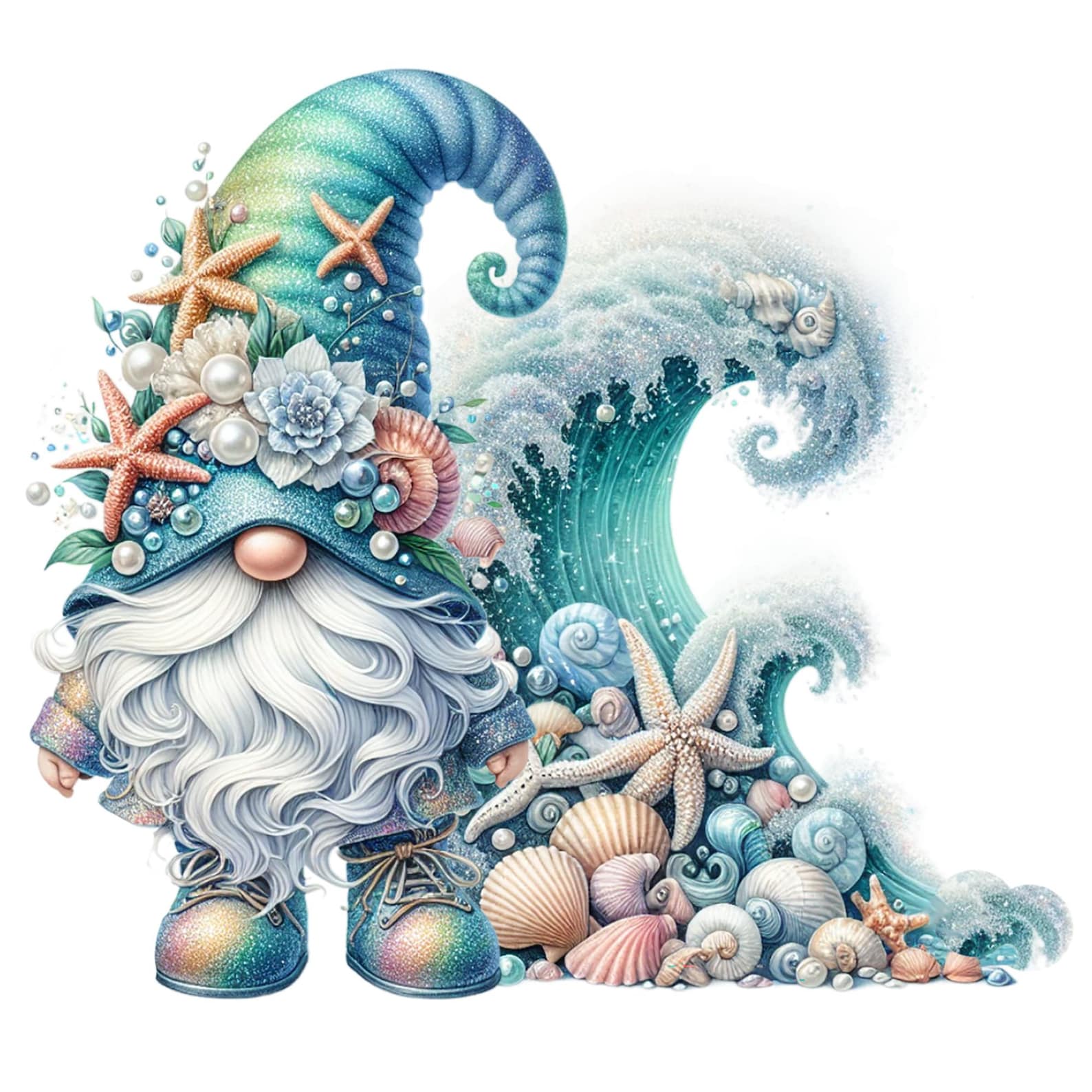 14 PNG, Beach Gnome Clipart Bundle, Cute Beach Gnome, Summer Watercolor ...