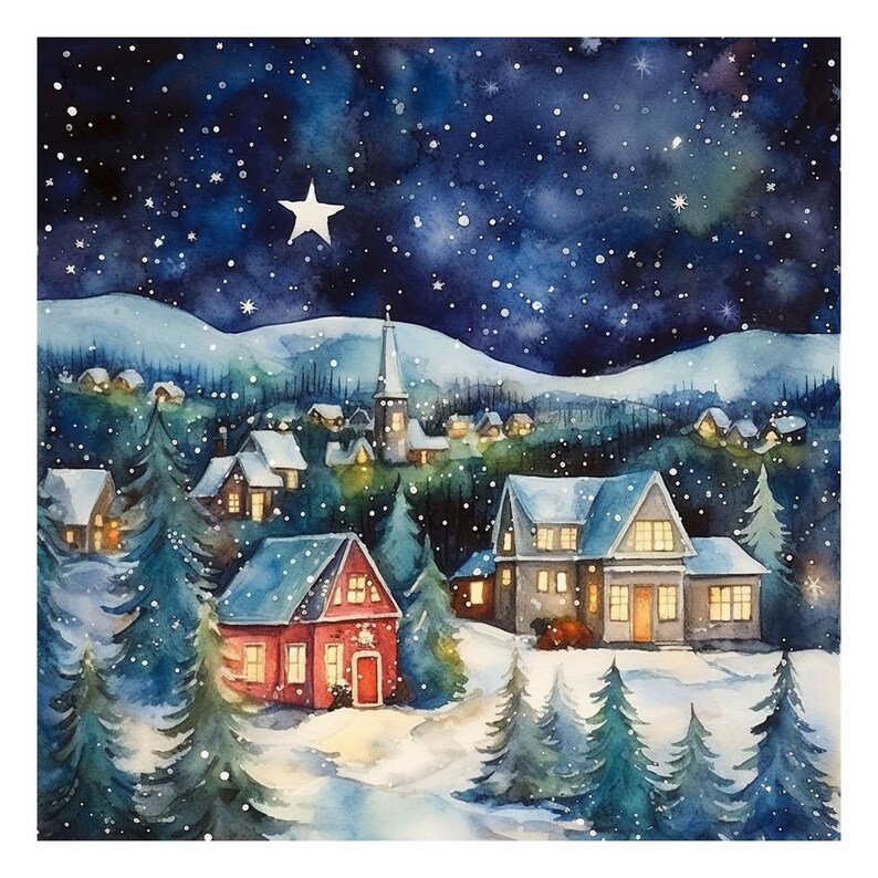 20 Watercolor Christmas Night Png,christmas Png, Christmas Sublimation ...