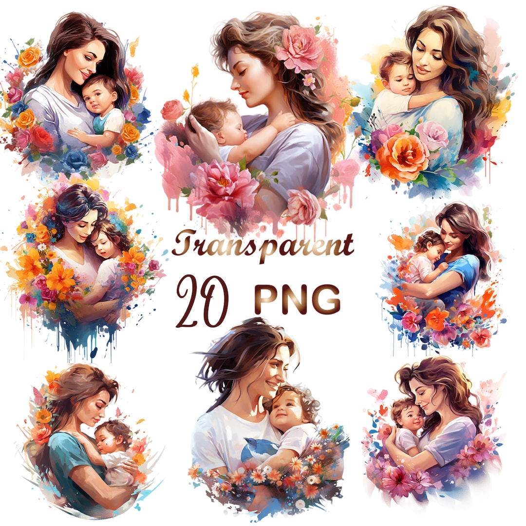 20 Watercolor Mothers Day Clipart Png Mothers Day Clipart - Etsy