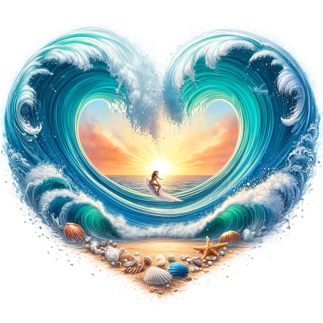 19 PNG, Beach Heart Watercolor Clipart Bundle, Ocean Heart Clipart ...