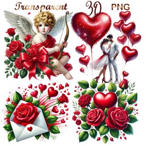 30 PNG Set 1 Valentines Day Clipart Bundle, Romantic Graphics Designs ...