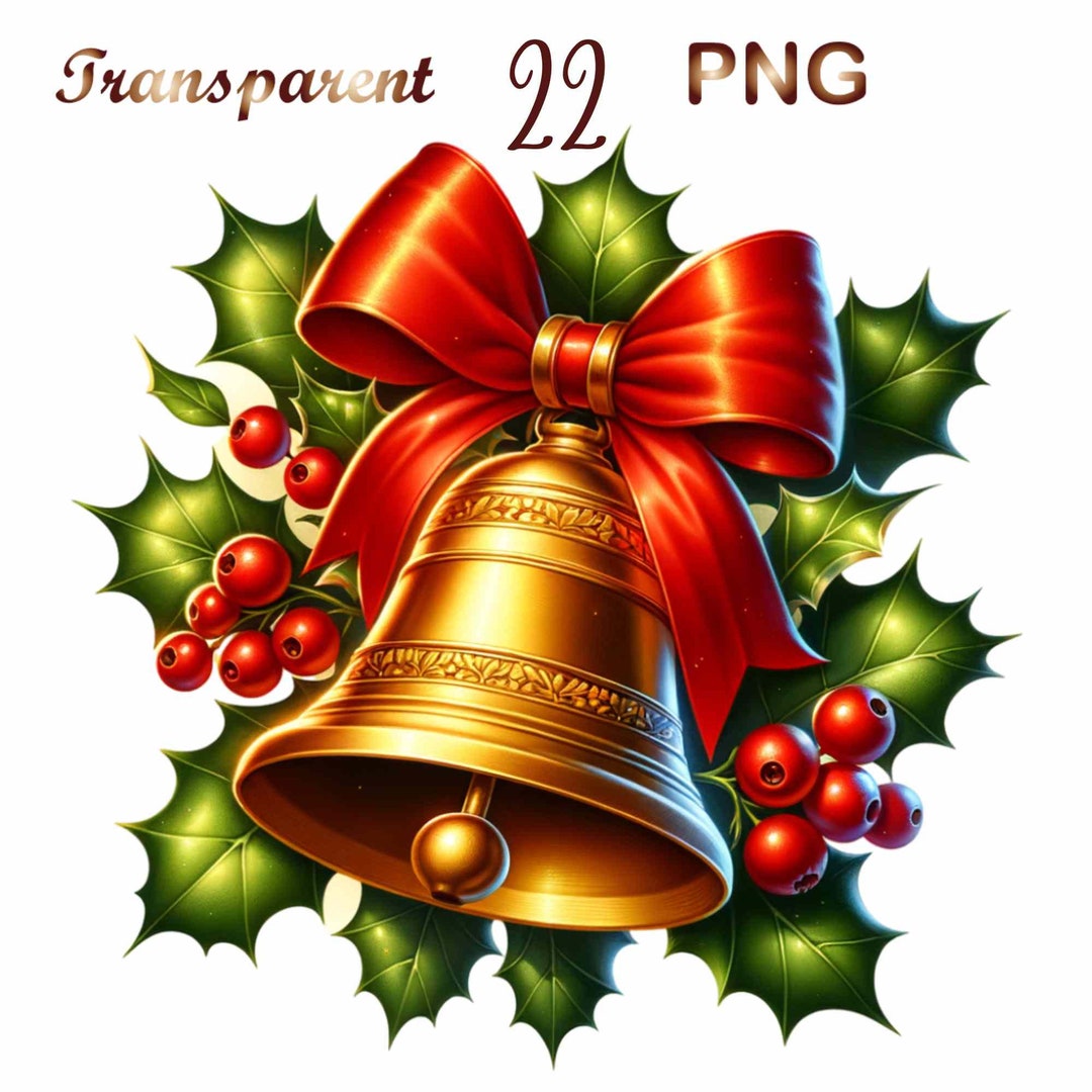22 Christmas Bells Clipart Png Bundle Watercolor, Christmas Bells ...