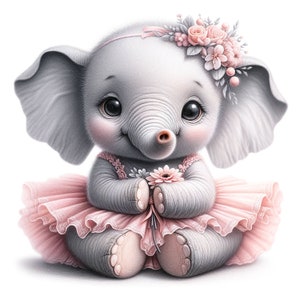 9 PNG/JPG, Watercolor Ballerina Elephant Clipart, Ballet Elephant in ...