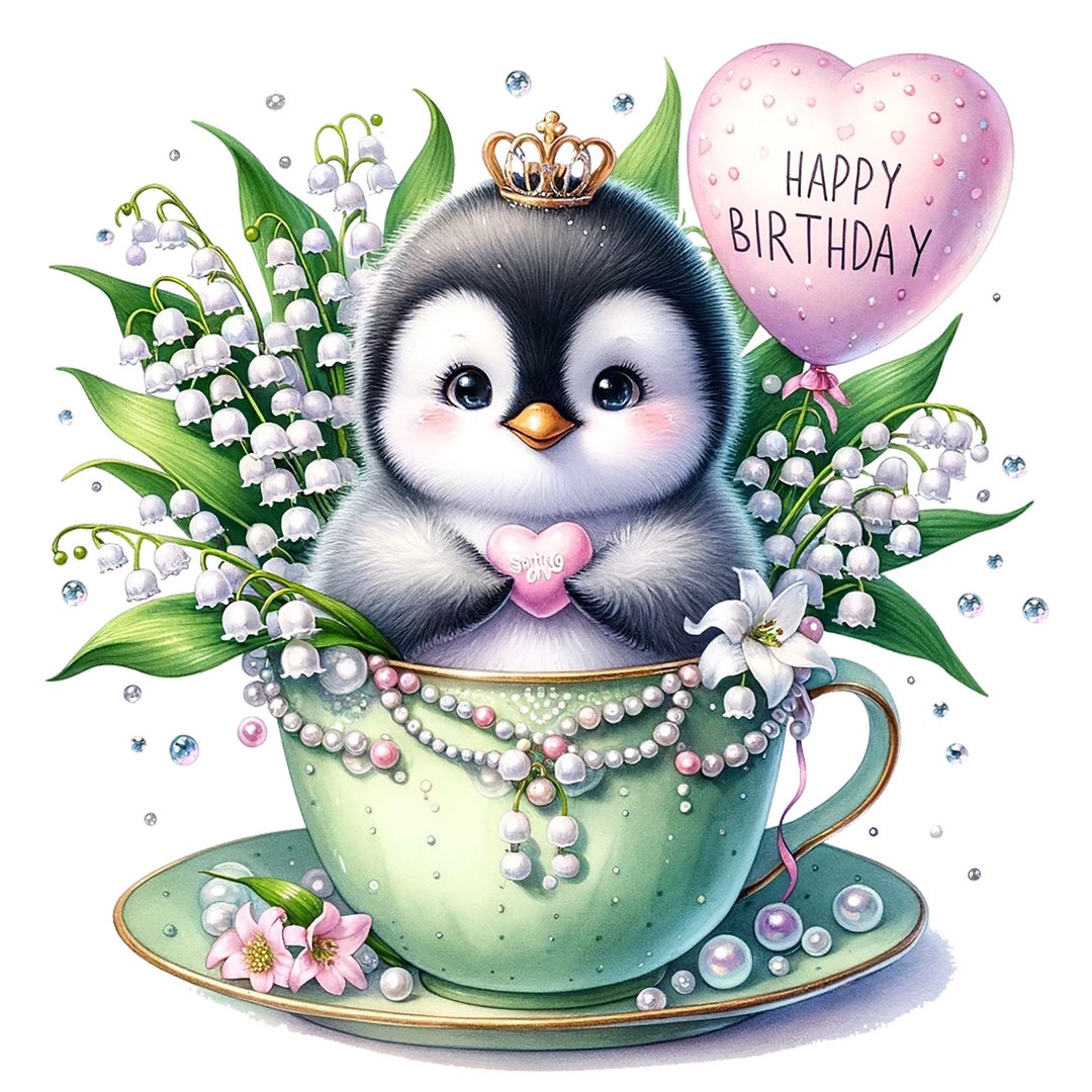 Birthday Penguin Clipart, Penguin Png, Penguin Clipart,birthday Clipart ...