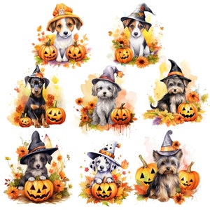 40 Watercolor Puppy Halloween Clipart Jpgs, Halloween Clipart, Jpgs ...