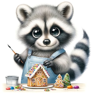 28 JPG, Christmas Raccoon Clipart Bundle, Raccoon Clipart, Happy ...