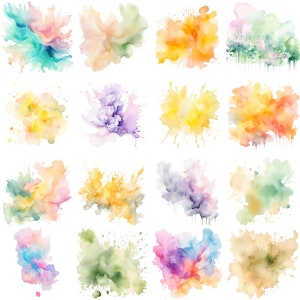 40 Watercolor Pastel Alcohol Ink Splash PNG Paint Splatter Clipart ...