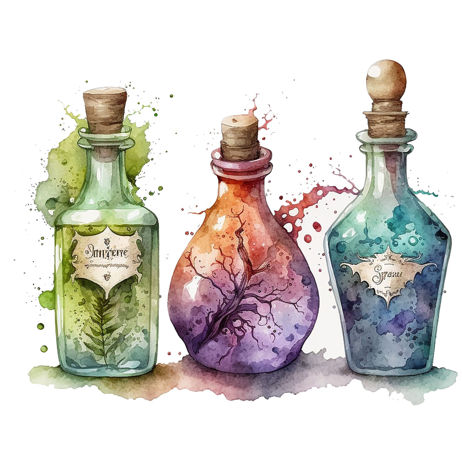 10 Potion Bottles Clipart Jpgs Digital Crafting Paper - Etsy Canada