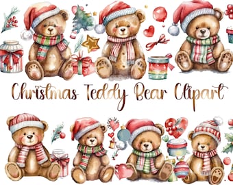 12 Christmas Teddy Bear Clipart PNG, Teddy Bear Clipart, Christmas ...
