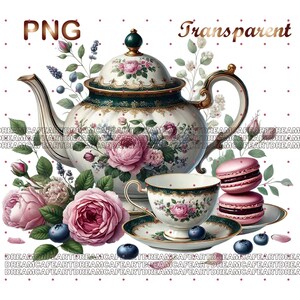 50 PNG Pastel Vintage Floral Tea Time Clipart Bundle, Spring Tea Party ...