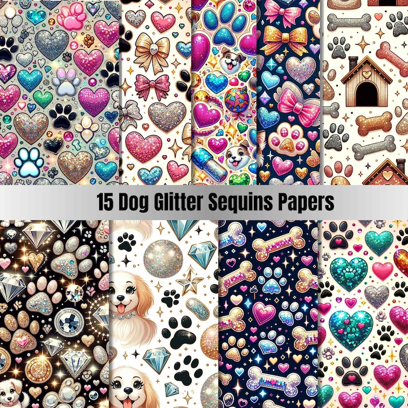 15 Printable Glitter Digital Papers,dog Digital Papers, Jpgs,glitter ...
