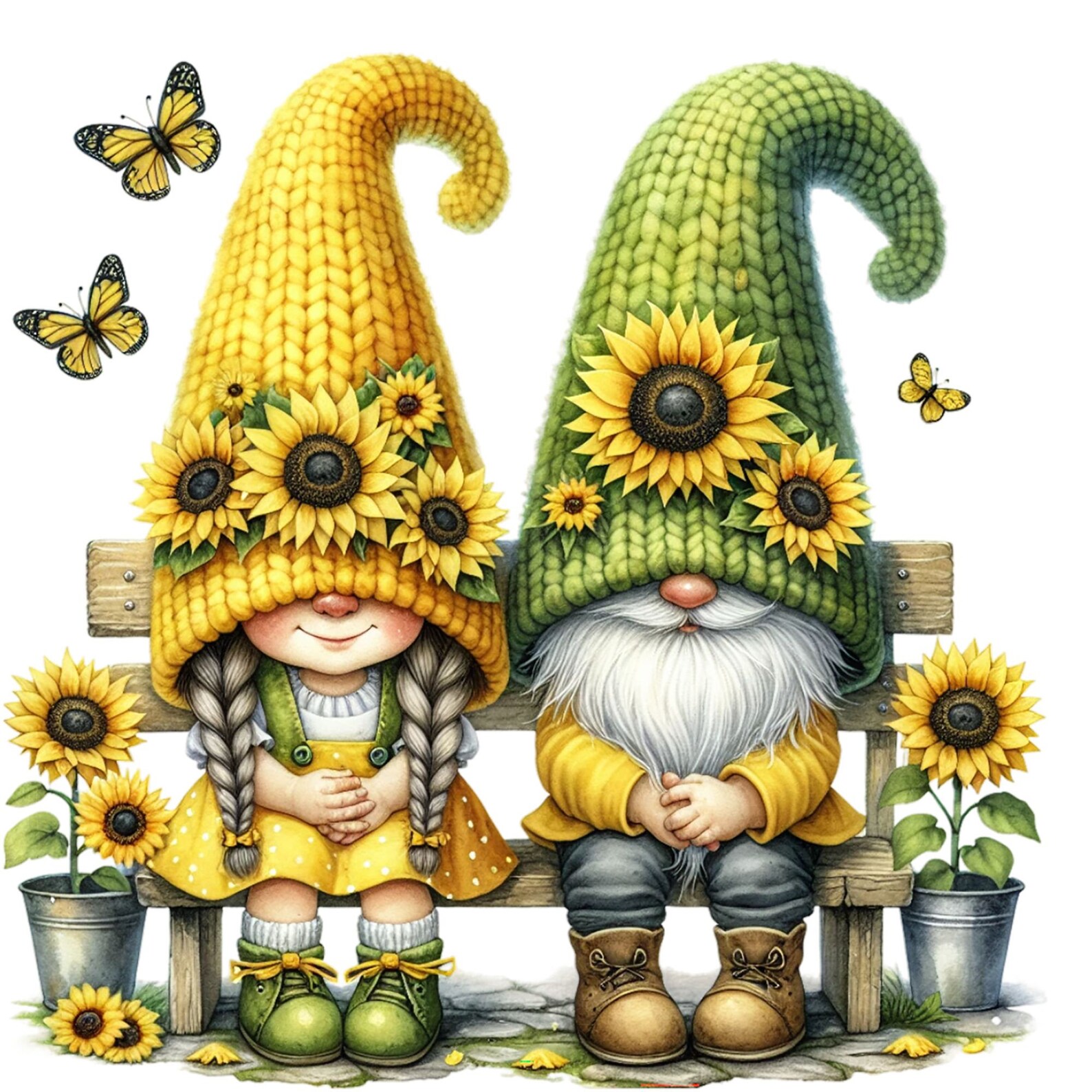 26 Png,sunflower Gnome Clipart Bundle,garden Gnome Watercolor Clipart ...