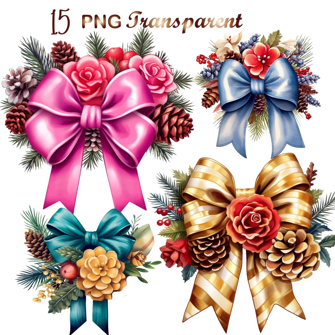 15 Png,christmas Bows Clipart,christmas Clipart,winter Clipart,holiday ...