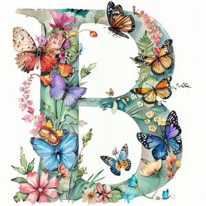 26 PNG, Watercolor Spring Floral Alphabet Collection Clipart, Alphabet ...