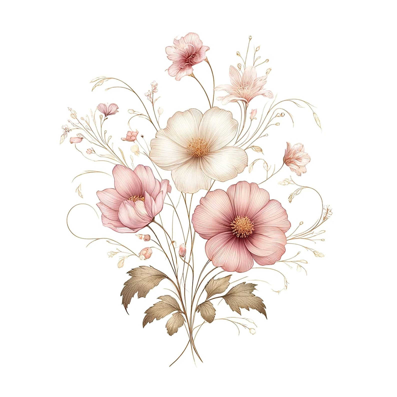 16 Jpgs, Pastel Flower Clipart Jpgs, Flowers Clipart, Flowers for Print ...