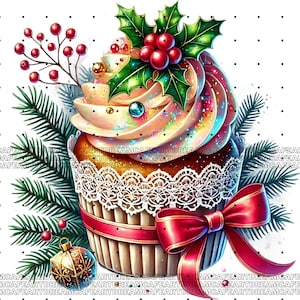 32 PNG, Christmas Cupcakes Clipart Bundle, Set2, Festive Holiday ...