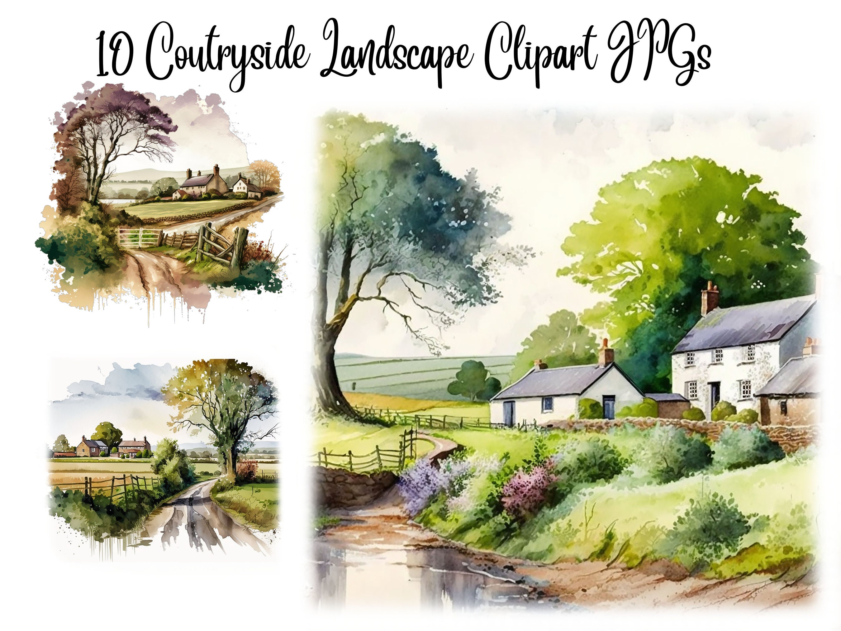 10 Coutryside Landscape, Clipart,high Quality Jpgs, Commercial Use ...