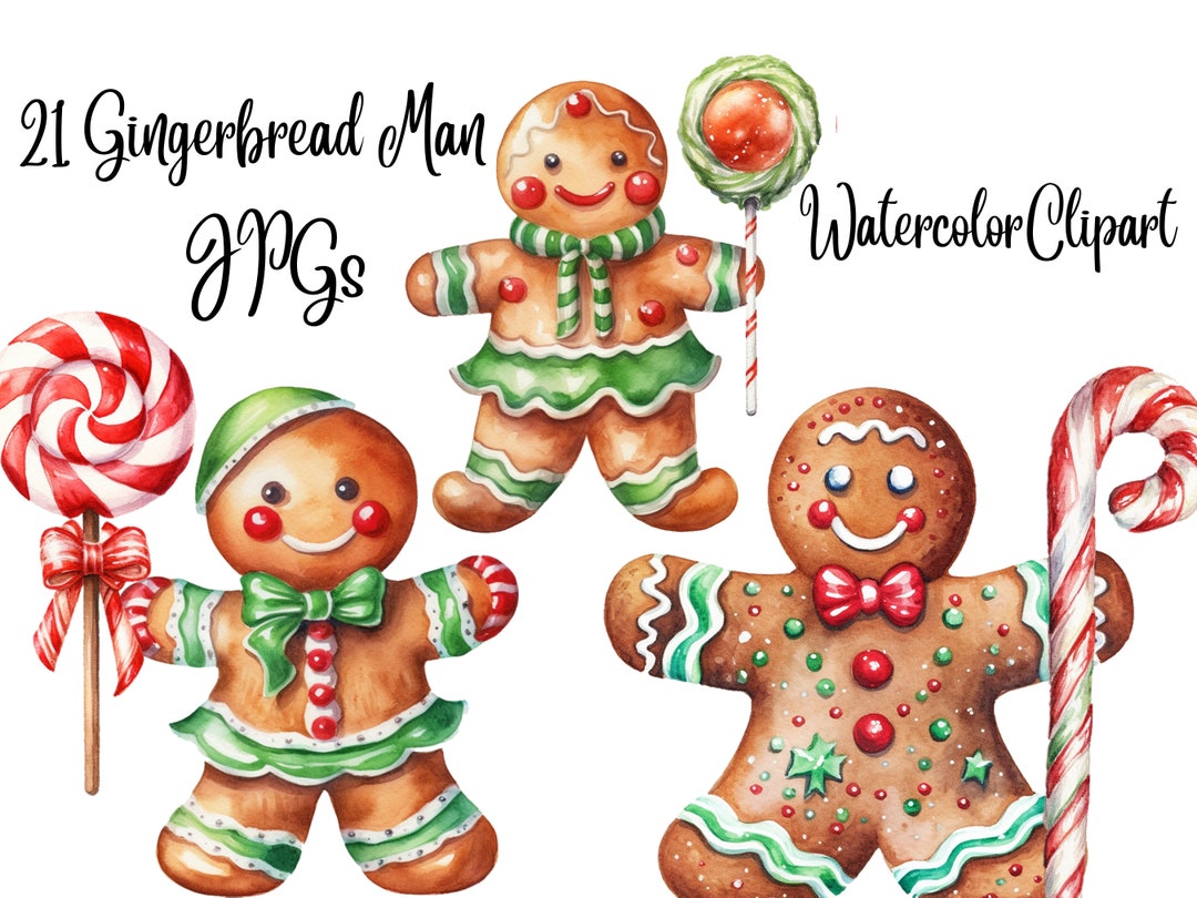 21 Gingerbread Man Clipart, Set 2, High Quality Jpgs,digital Download ...