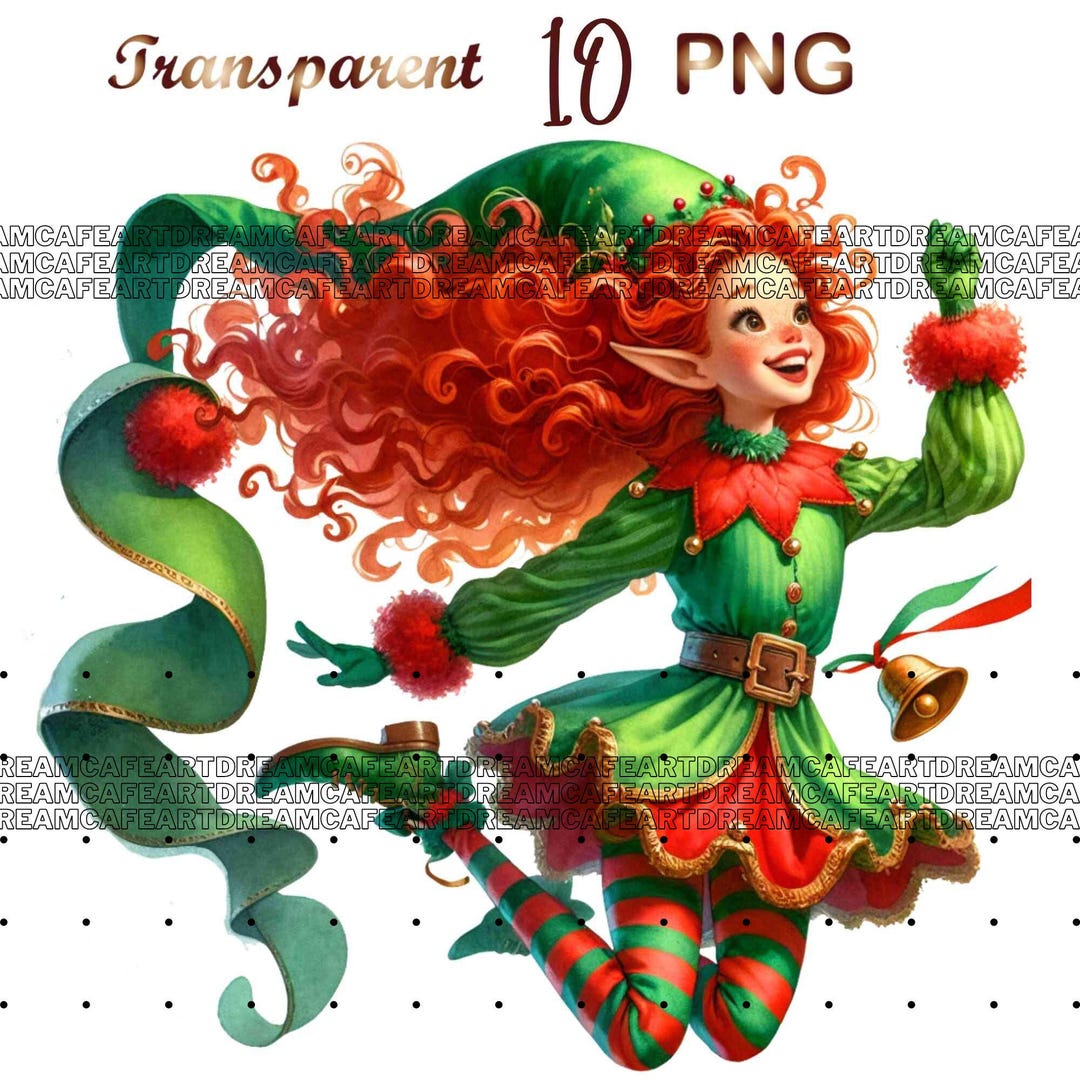 10 Elf Png Character Clipart, Cute Elf Clipart, Elf Clipart, Watercolor ...
