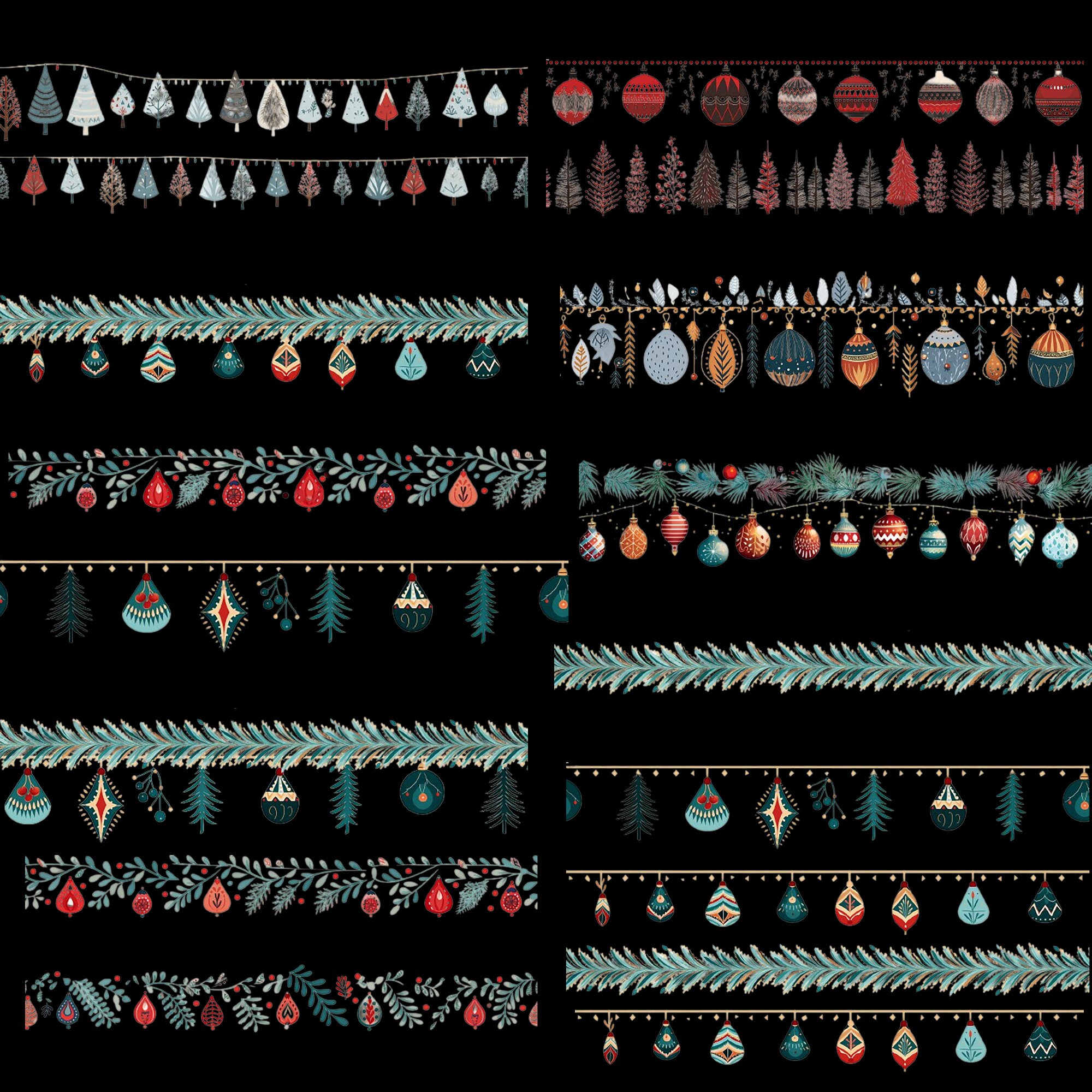 30 Seamless Christmas Garland Png,christmas Border,merry Christmas Png ...