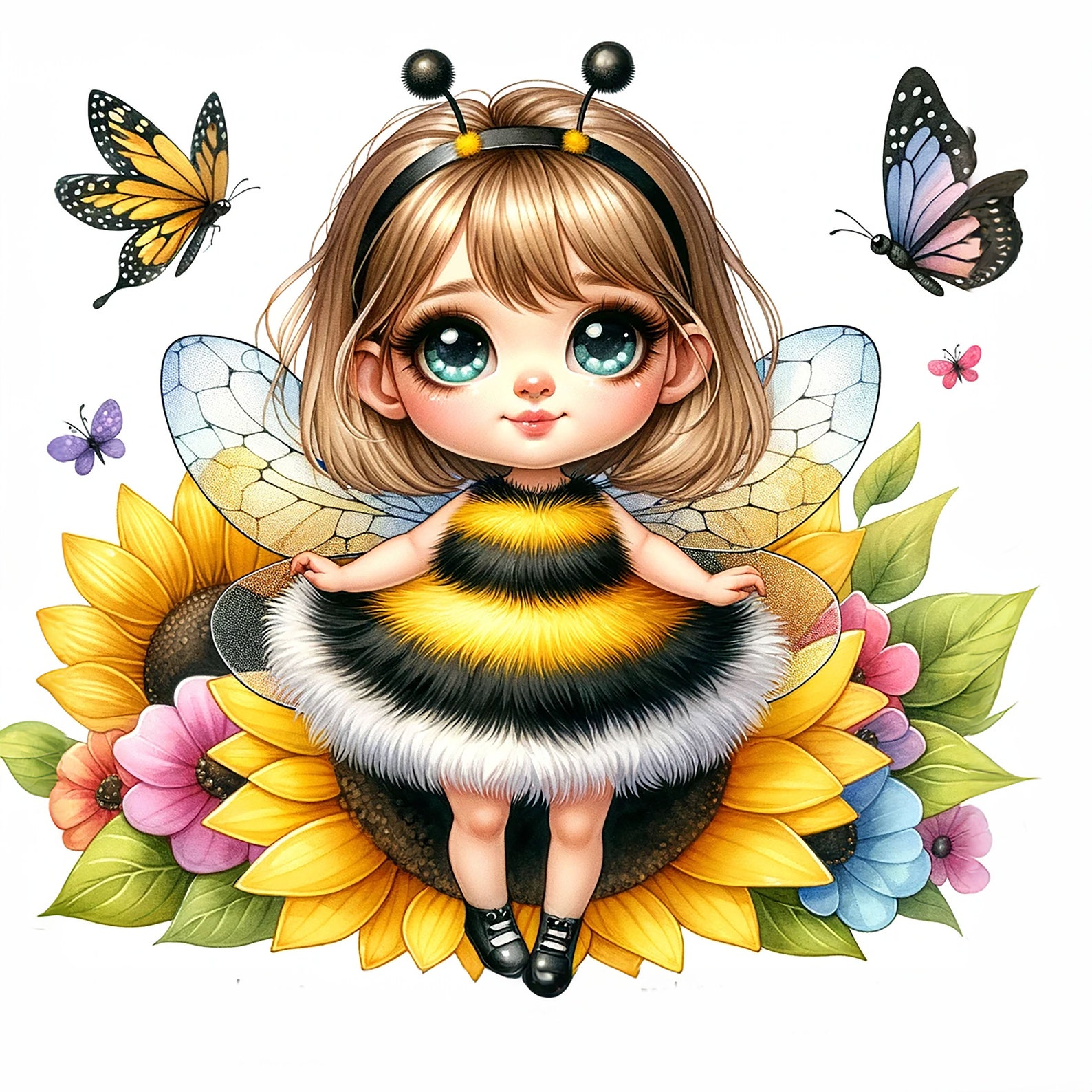 27 PNG Bee Fairy Clipart Bundle, Bee Fairy Clipart, Watercolor Bee ...