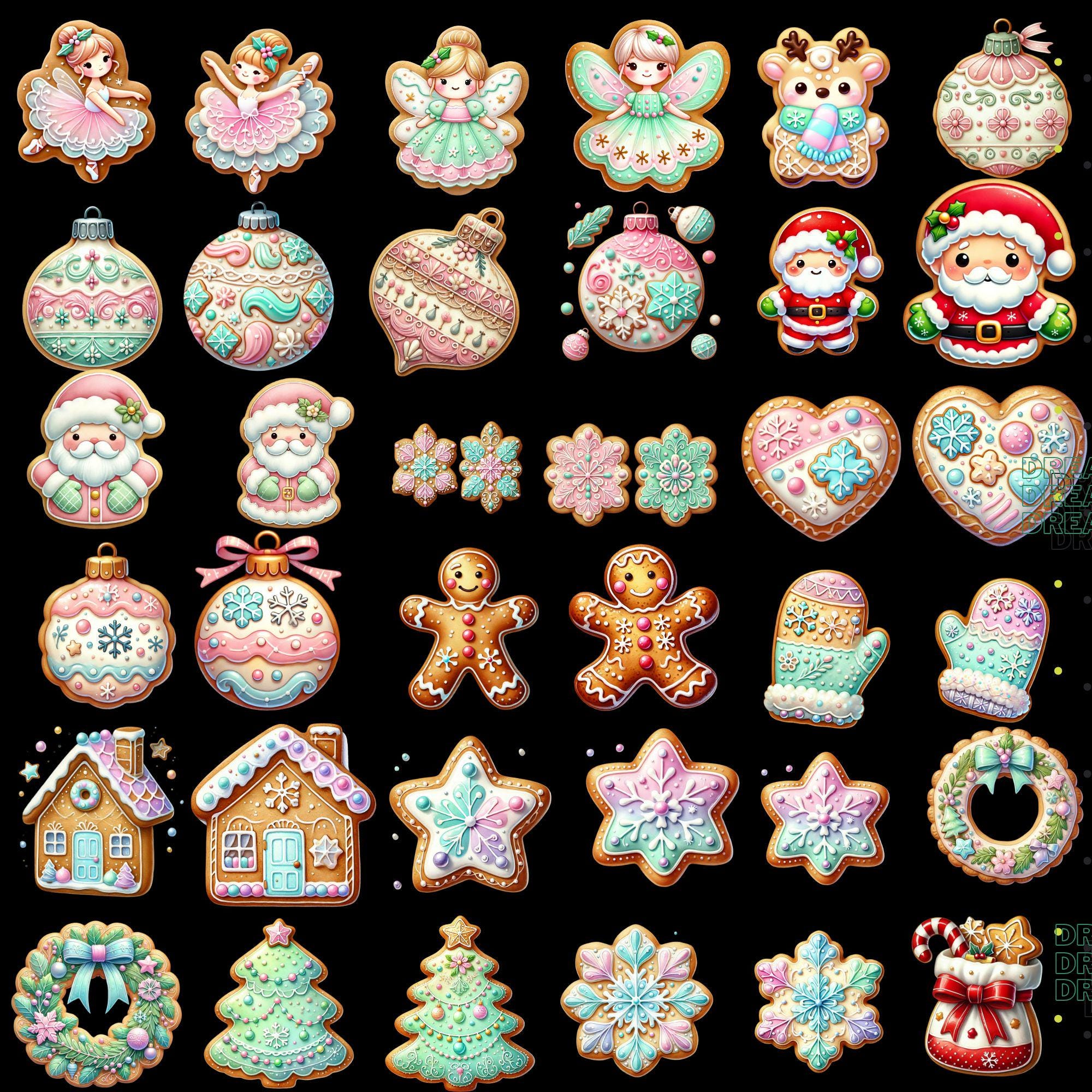 Gingerbread Clipart Bundle, 230PNG Festive Cookie Graphics, Holiday ...
