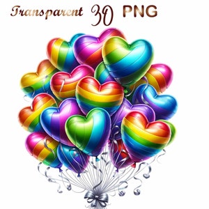 30 PNG Watercolor Valentine's Day Balloons Clipart, Valentines Day ...