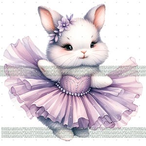 20 PNG, Watercolor Ballerina Bunny Clipart, Ballet Bunnies in Tutu ...