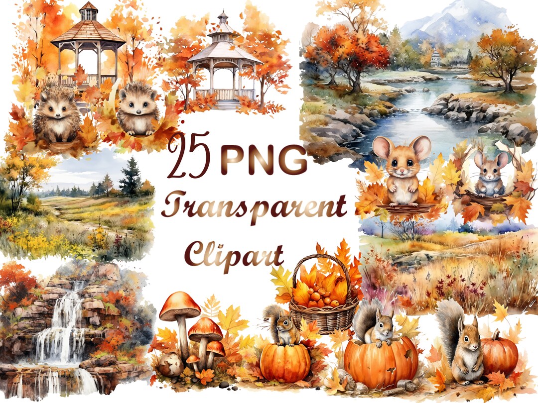 25 Watercolor Autumn Day Png, Autumn Png, Autumn Sublimation ...