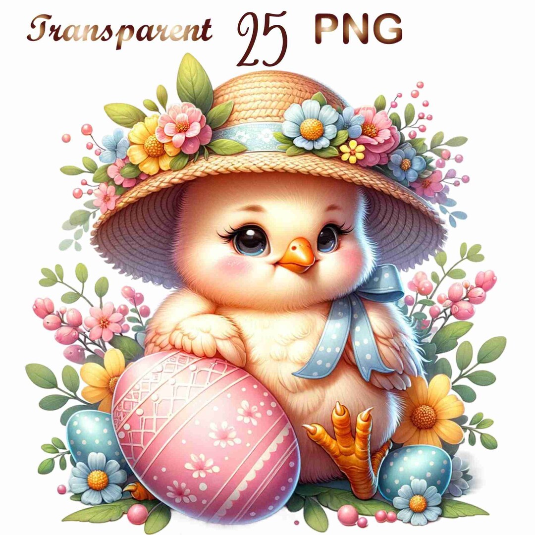 25 Easter Chicks Clipart,easter Bundle Clipart, Easter Chicken Clipart ...