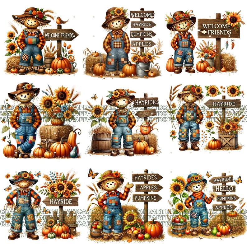Fall Scarecrows Clipart – 62 PNG | Hello Pumpkin, Pumpkins, Autumn ...