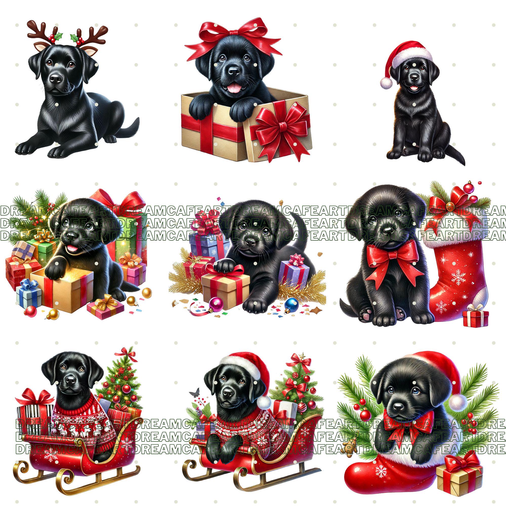 Christmas Black Labrador Clipart Bundle 70 PNG – Holiday Dog ...