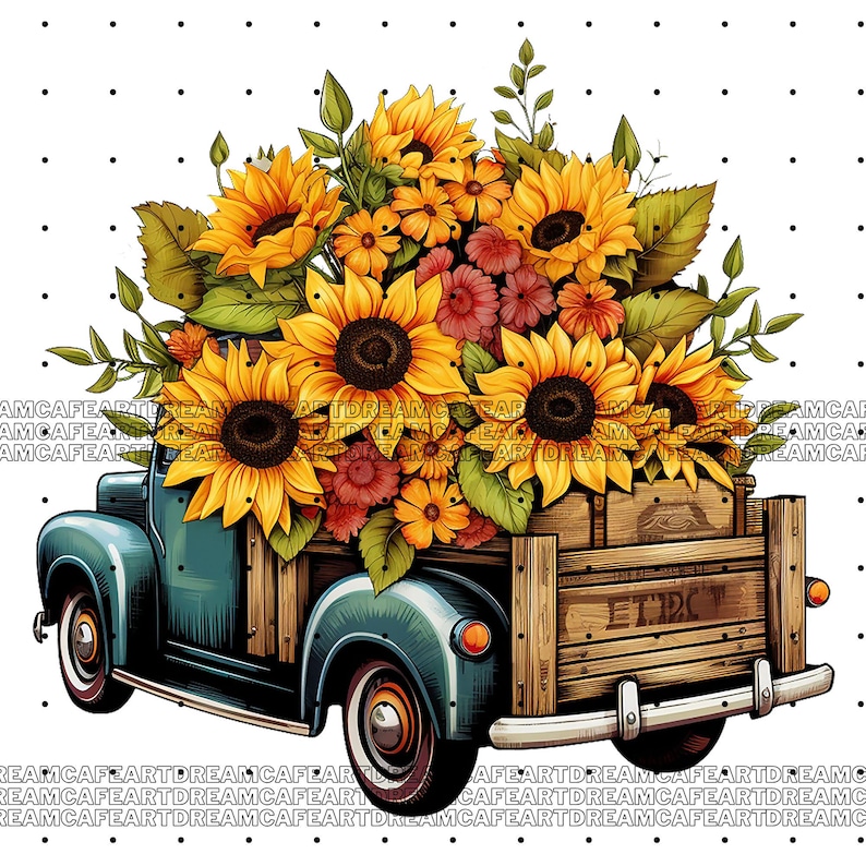 12 PNG Rustic Farm Truck Barn Sunflowers Rustic Truck Country ...