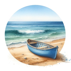 32 PNG Watercolor Nautical Collection Clipart, Beach Clipart Bundle ...