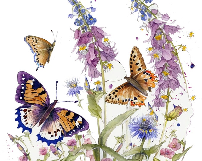 Monarch Butterfly Clipart | Watercolor Purple Butterfly PNG | Floral ...