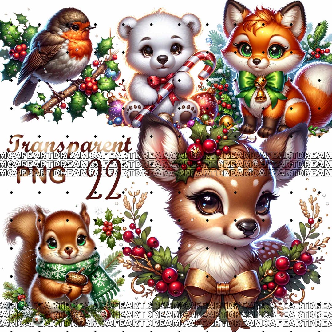 22 PNG, Christmas Animals, Winter Animals Clipart Bundle Set 2 ...