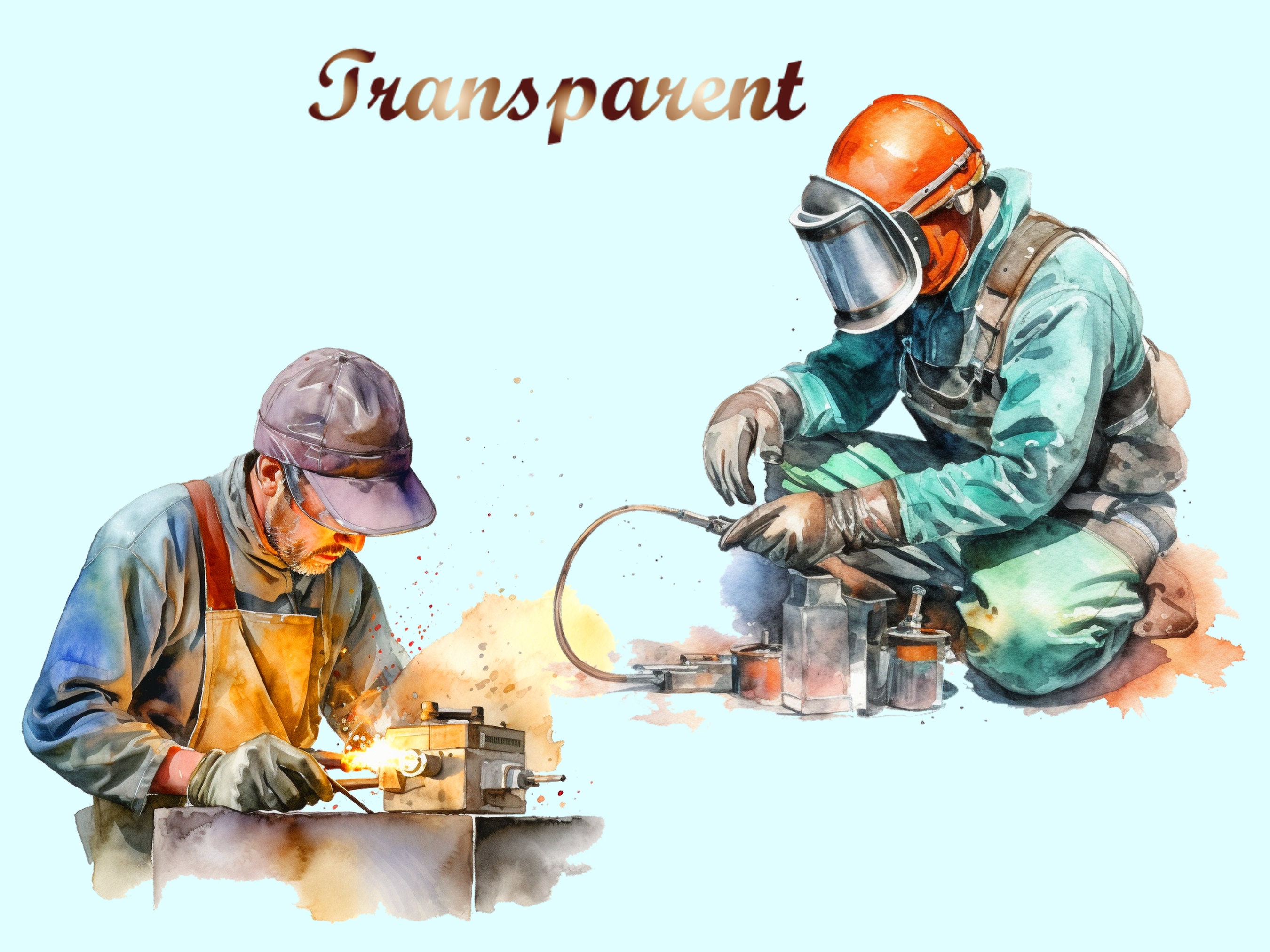 8 Welder Watercolor Welding Clipart Iron Worker PNG Commercial Use ...