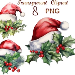 8 Santa Hat PNG, Christmas Clipart, Santa Hat Clipart, Winter Clipart ...