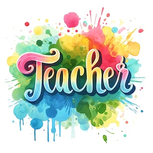 Watercolor Teacher Clipart Bundle: Colorful PNG Graphics (digital ...