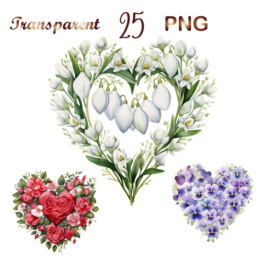 25 Flower Valentine Heart Png, Anatomical Heart Clipart, Valentines Day ...
