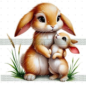 35 PNG Rabbit Set 2 Clipart Bundle, Bunnies Illustrations Graphics ...