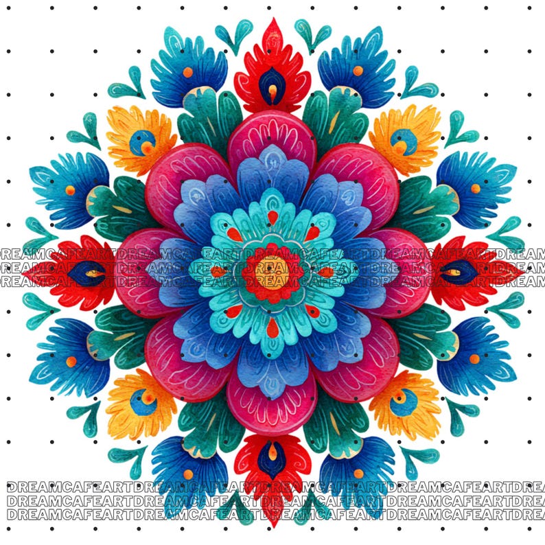 50 PNG Mexican Mandala Clipart Bundle, Aztec Mexican Flowers Clipart ...