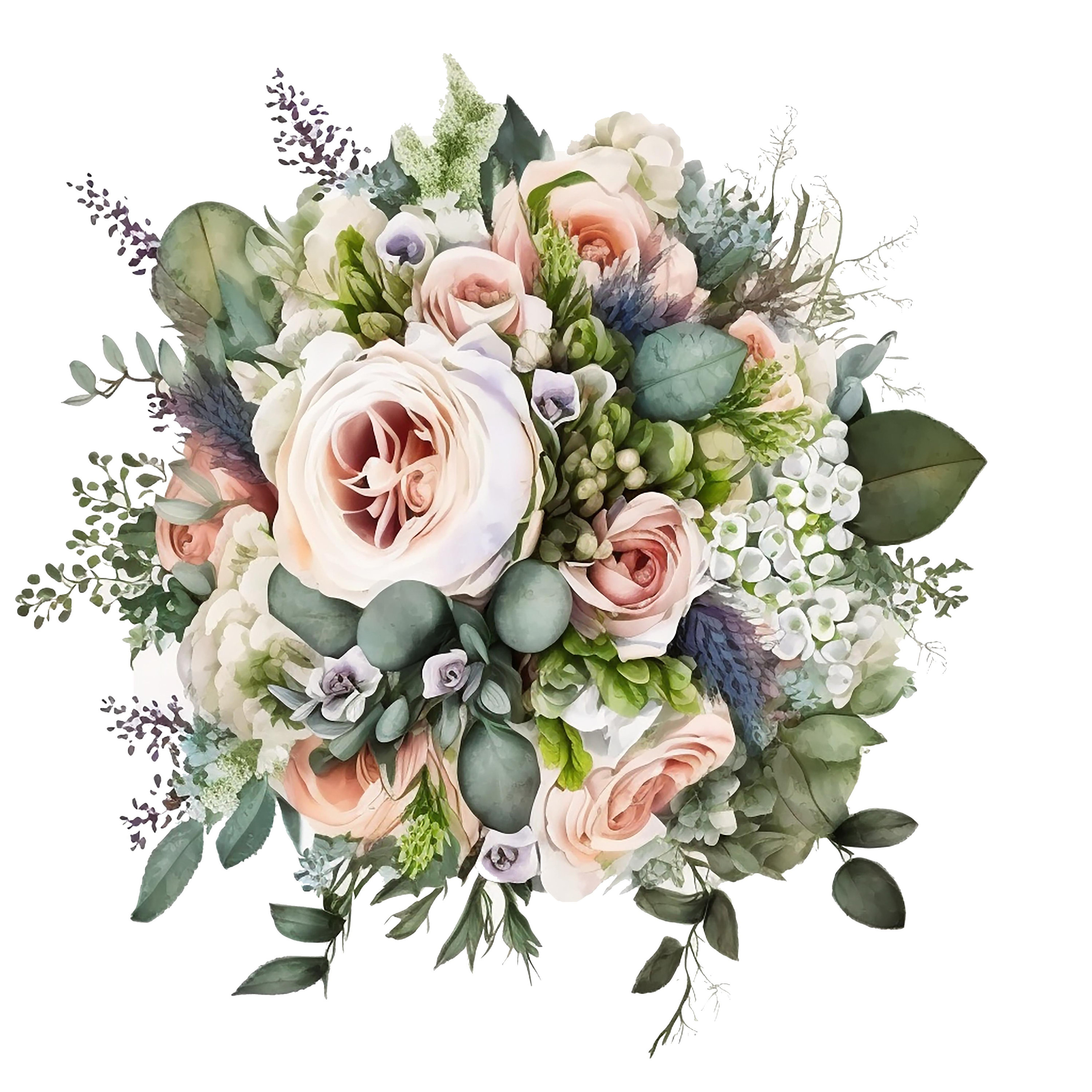 Watercolor Flower Bouquet Clipart: Floral PNG JPG (commercial Use) - Etsy