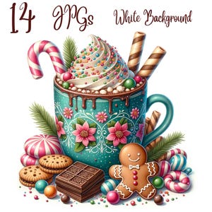 14 JPG, Winter Hot Cocoa, Cozy Hot Chocolate Graphics, Christmas ...