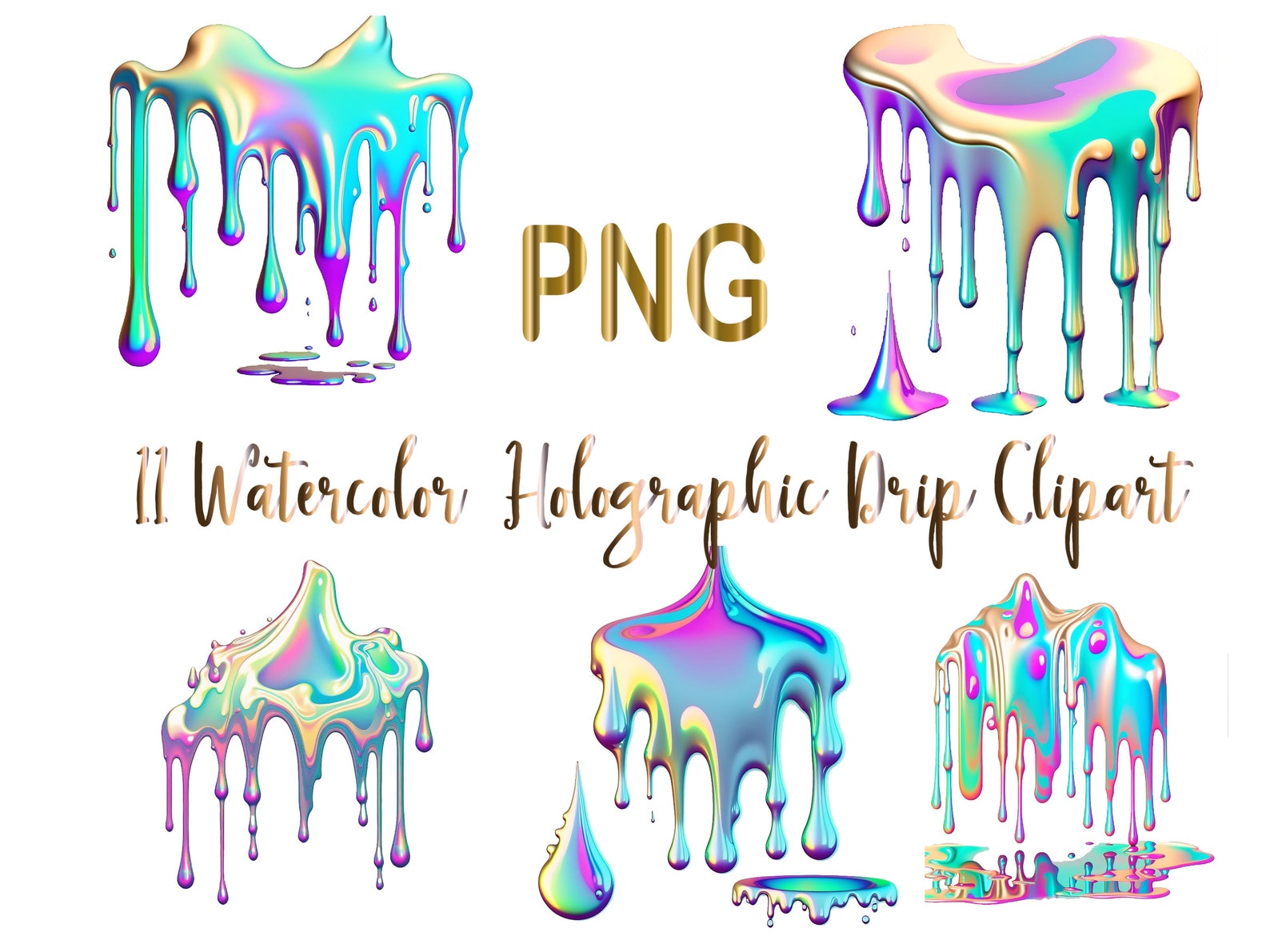 11 Holographic Drip Png, Watercolor Holographic Drip, Holographic Drip ...