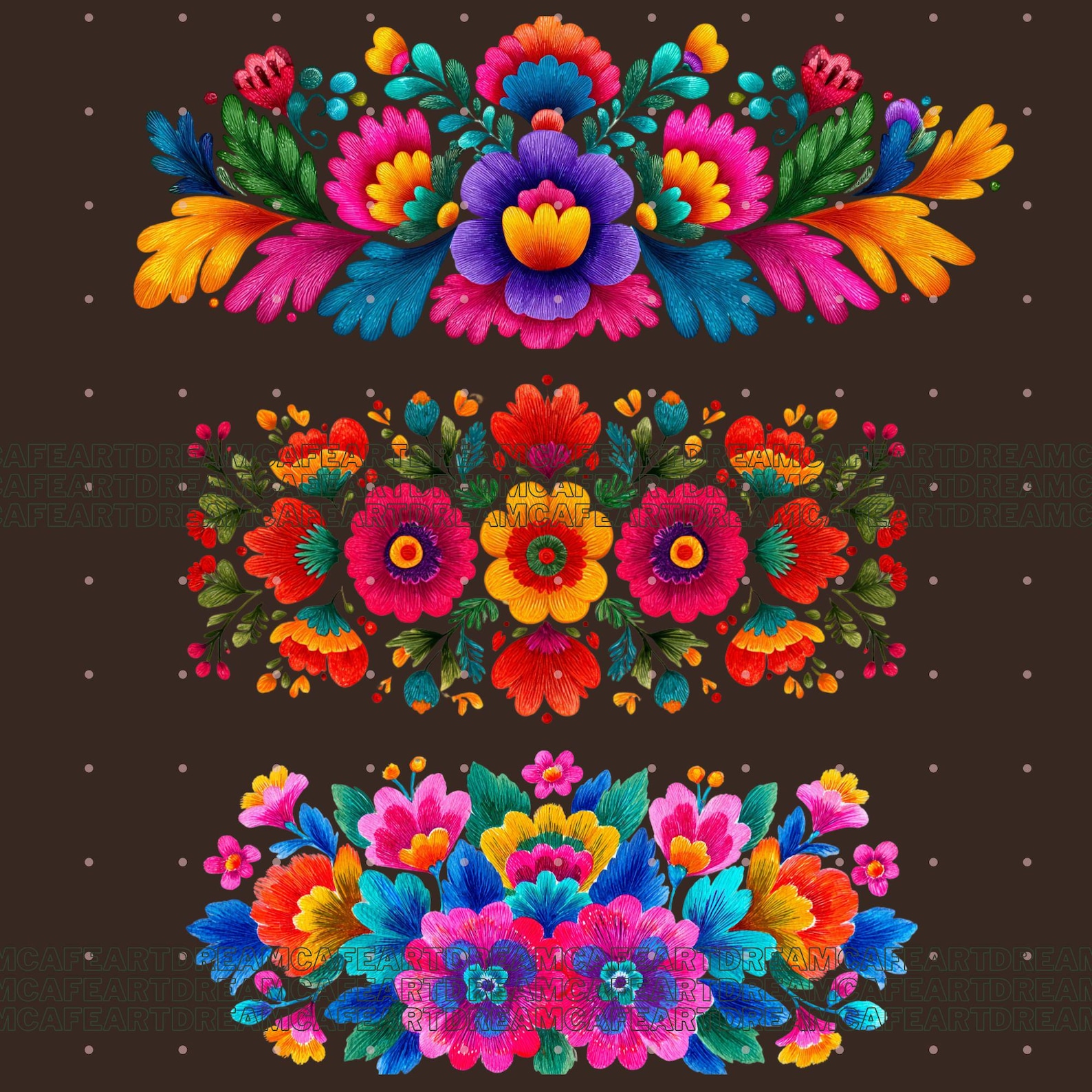 Mexican Fiesta Flowers Clipart 200 PNG, Otomi Floral,talavera ...